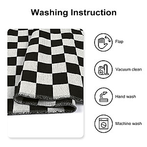 Seavish Checkered Rug, 2x4 Ft Moroccan Checkerboard Rug Black and White Outdoor Washable Runner Rug Cotton Woven Area Rugs Reversible Floor Mat for Front Door Bedroom Entryway Hallway Entryway