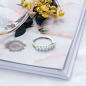 Ladylike Moissanite Wedding Band 18K White Gold Plated 925 Sterling Silver Wedding Rings 0.7ct D Color VVS1 Lab Created Diamond Half Eternity Wedding Band Stackable Ring for Women (8)