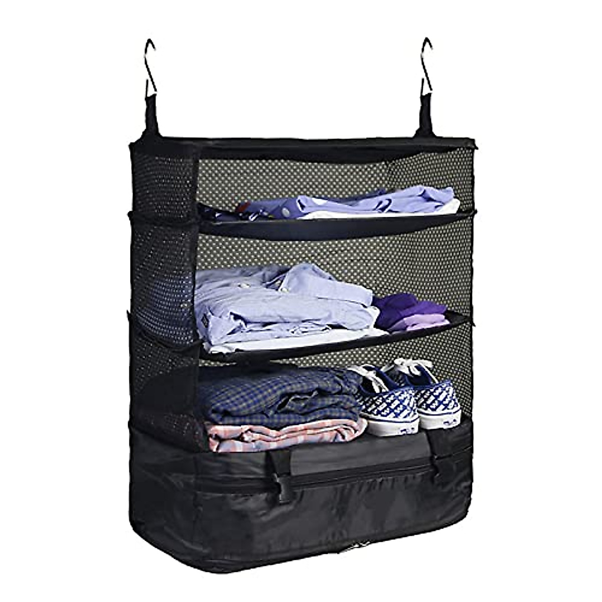FAMKIT Luggage Organizer Portable Hanging Travel Shelves Storage Bag for Travel Luggage Space Saving