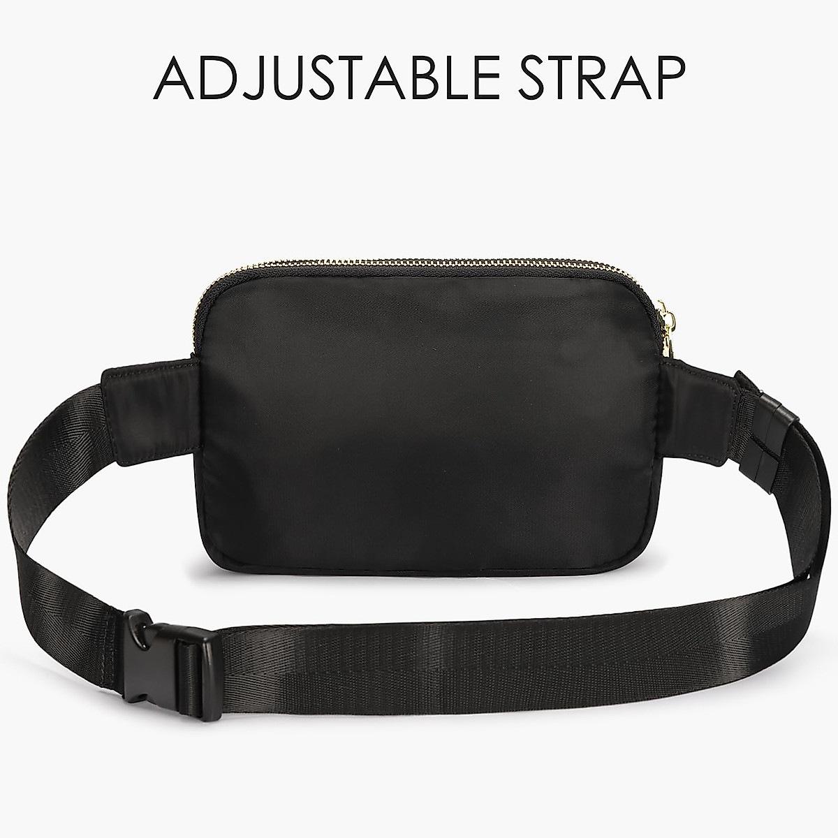 ZORFIN Fanny Packs for Women Men: Crossbody Belt Bag with Adjustable Strap - Fashion Waist Packs for Workout Running Traveling Hiking Black