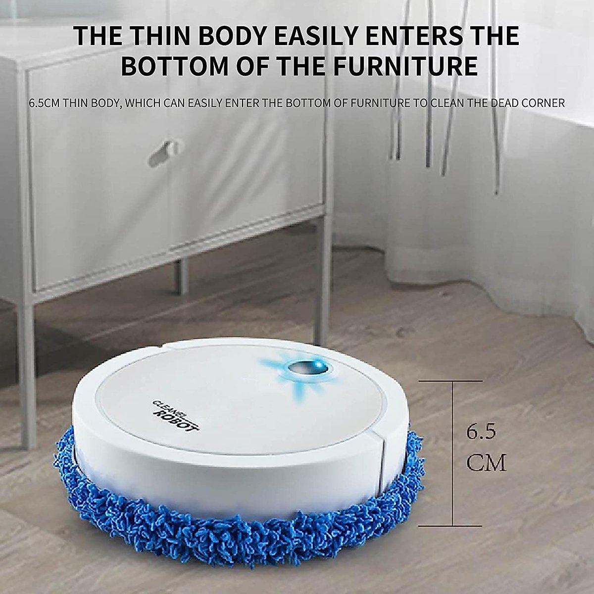MEGCCR Dry and Wet Sweeper Low Noise Low Interference Intelligent Mopping Robot Automatic Multi-Directional Lazy Cleaning Machine (White)