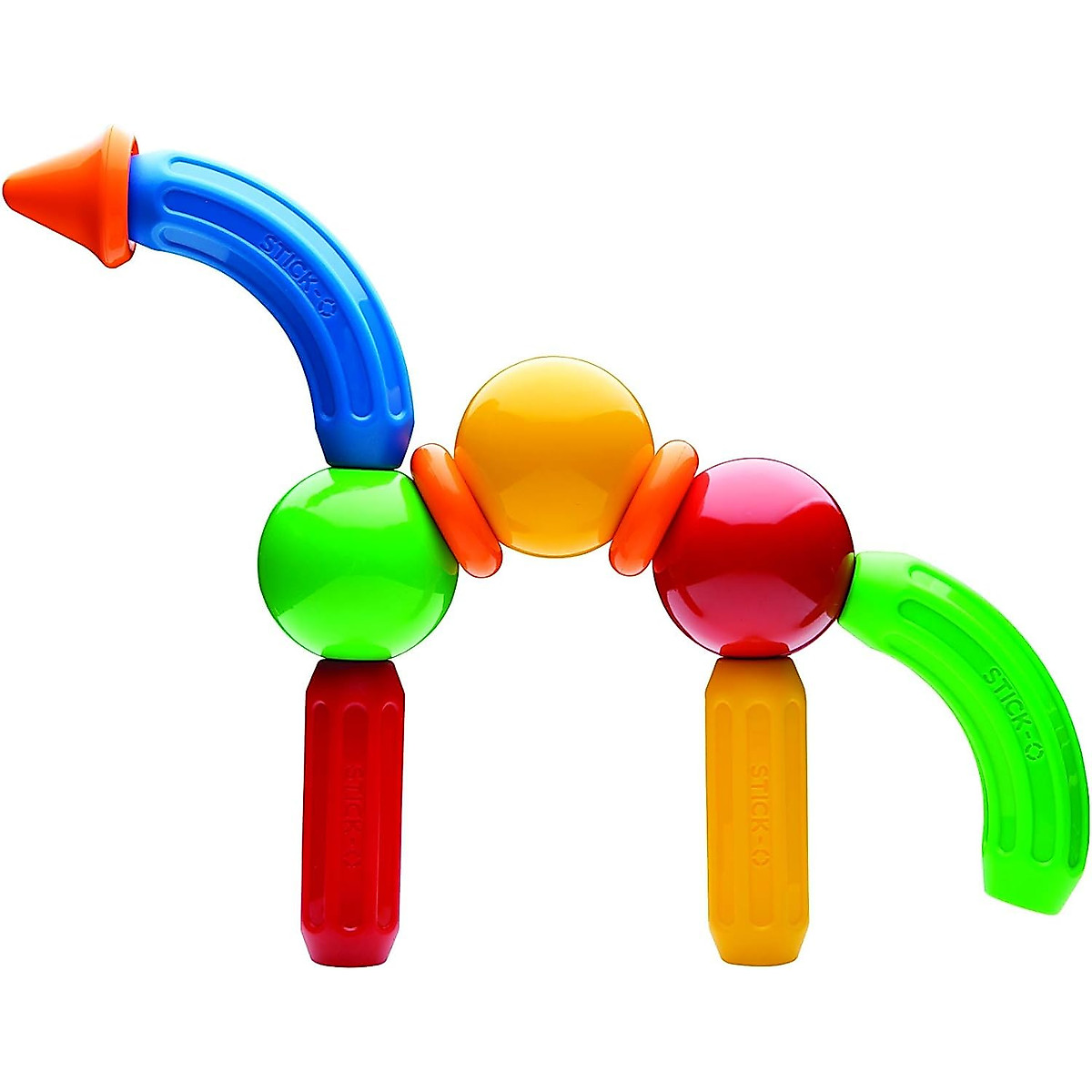 STICK O Basic 10 Piece Magnetic Building Set, Rainbow Colors, Educational STEM Construction Toy Ages 18M+