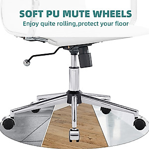 LUXMOD Office Chair White Ergonomic Desk Chair Executive Conference Room Chair Leather Modern Home Office Chair for Desk Mid-Back Office Computer Desk Swivel Chairs （1pcs）