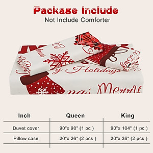 Lyacmy Merry Christmas Bedding Set Queen Size Christmas Tree Duvet Cover 3 Pieces Comforter Cover Set Snowflake Bedding Cover Quilt Cover with Zipper Closure Corner Ties (1 Duvet Cover, 2 Pillowcase)