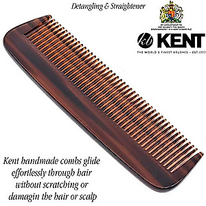 Kent 12T All Coarse Hair Detangling Comb Wide Teeth Pocket Comb for Thick Curly Wavy Hair. Hair Detangler Comb for Grooming Styling Hair, Beard and Mustache. Saw-Cut Hand Polished. Handmade in England