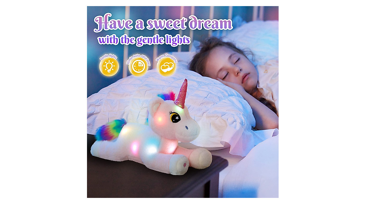 BSTAOFY Light Up Pink Unicorn Plush Toy for Kids