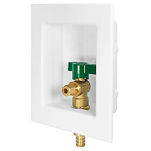 EFIELD Pex Pre-assembled Ice Maker Outlet Box, 1/2-Inch Pex F1807 Crimp with Installed 1/4-Turn Ball Valve, White