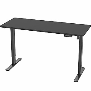 VIVO Electric Height Adjustable 60 x 24 inch Memory Stand Up Desk, Black Solid One-Piece Table Top, Black Frame, Standing Workstation with Preset Controller, DESK-KIT-1B6B
