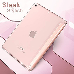 MoKo Case Fit 2018/2017 iPad 9.7 6th/5th Generation, Slim Smart Shell Stand Folio Case with Soft TPU Translucent Frosted Back Cover Compatible with iPad 9.7" 2018/2017, Auto Wake/Sleep - Rose Gold