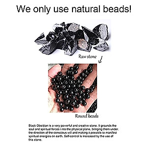 Jewever Black Obsidian Anklet Bracelet for Women crystals and healing stones Beach Foot Beaded Adjustable(8.5-10 Inches)