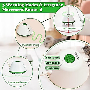 lifefav Cat Toys, Interactive Cat Toy with Laser Pointer - Automatic Cat Wand Toy with Feather, Smart Obstacle Avoidance, Movable Rechargeable Cat Exercise Toys for Indoor Cats Kitten