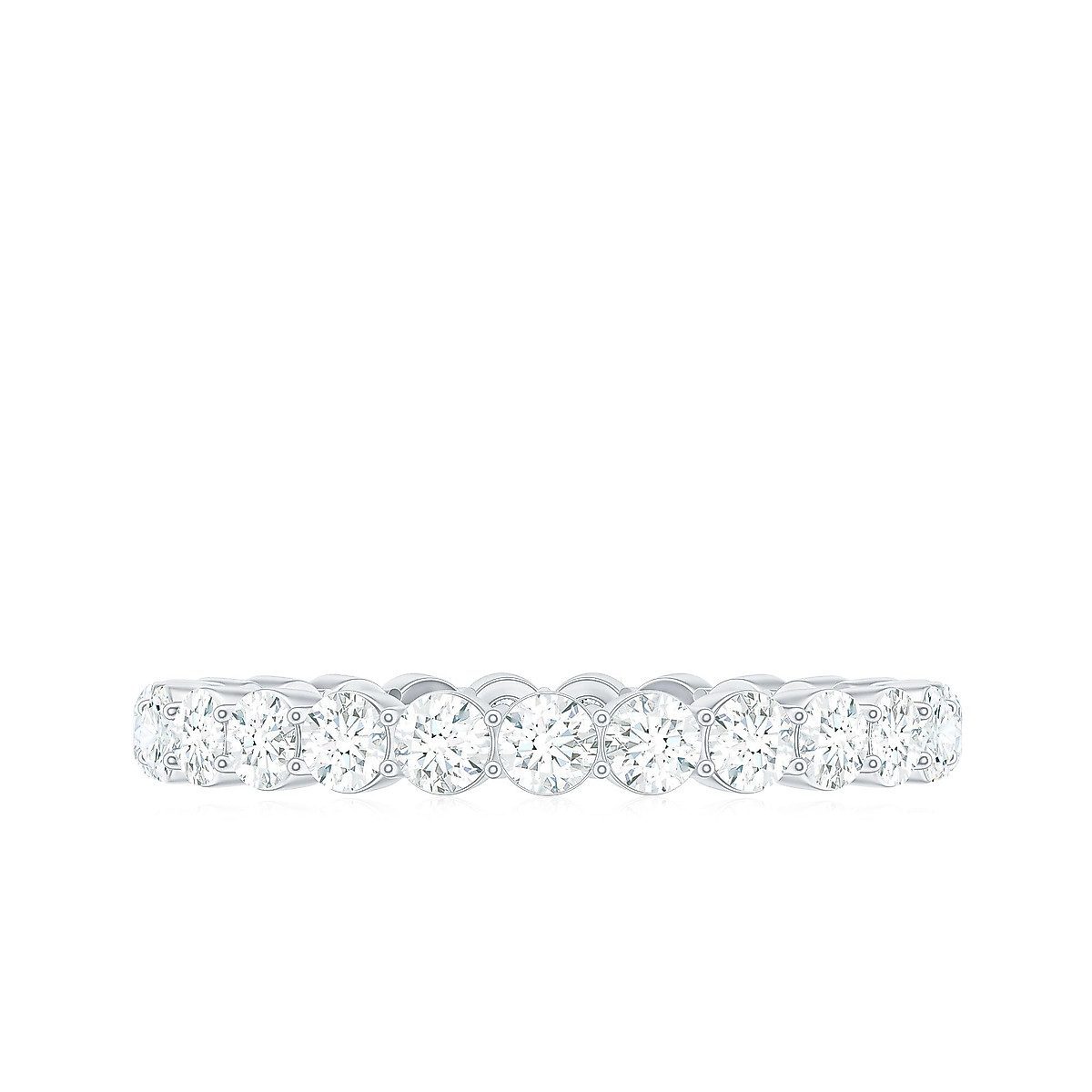 Rosec Jewels Certified Moissanite Eternity Ring, D Color VS1 Clarity, Moissanite Full Eternity Band for Women - Ready To Gift, 14K White Gold, Size:US 8.50
