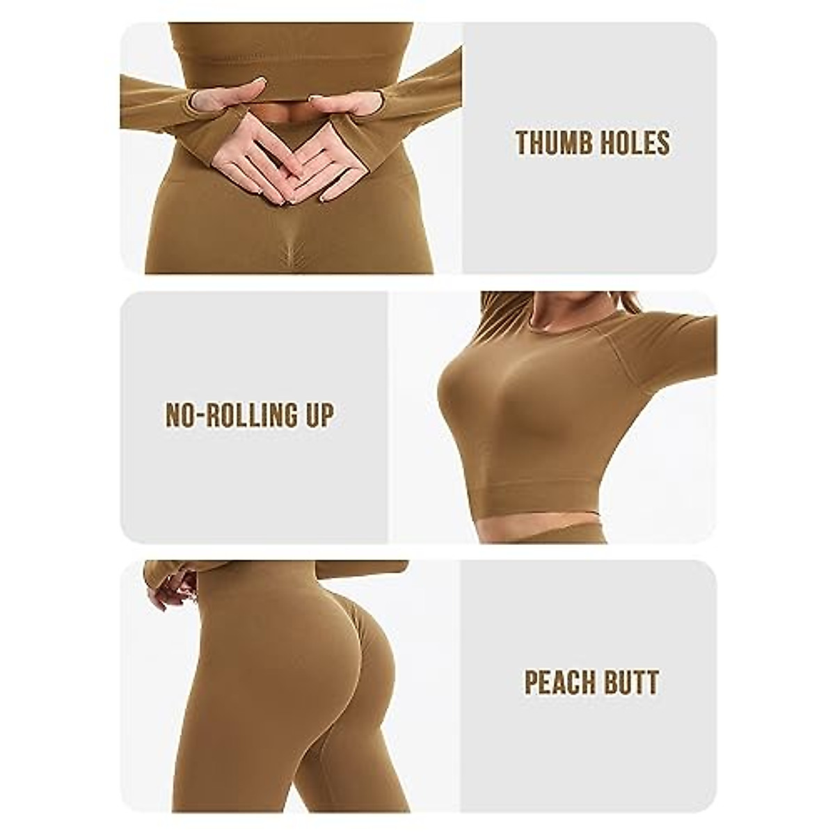 PINKSAVIOR Women’s Two Piece Outfits Yoga Pants Set Seamless High Waist Leggings and Quick-Dry Yoga Crop Tops Athletic Sports Set(P068 Coffee L)