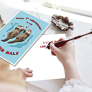 Hongshan Happy 1st Anniversary Card Gift for Husband,Wife,First Anniversary Card for Boyfriend or Girlfriend,Romantic One Year Wedding Anniversary Card for Women Men Him Her