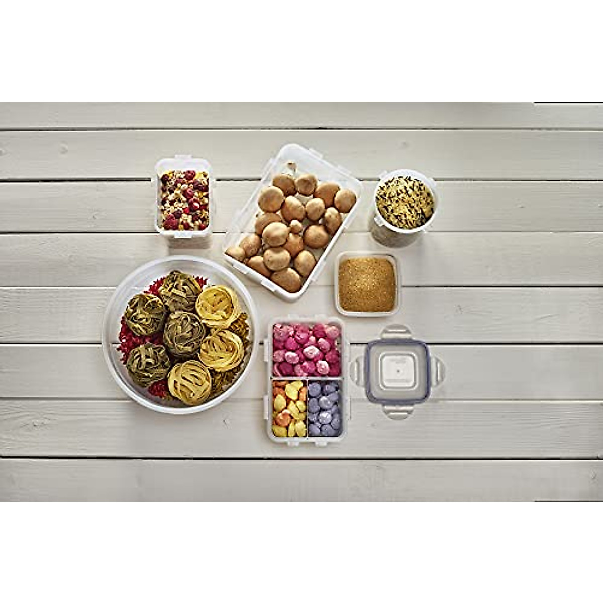 LocknLock Easy Essentials On The Go Meal Prep Lunch Box, Airtight Containers with Lid, BPA Free, Rectangle (3 Section) -34 oz, Clear