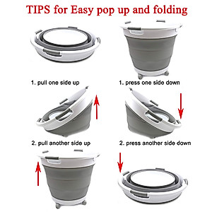 SAMMART 66L Collapsible Laundry Basket with Wheels - Foldable Pop Up Storage Container/Organizer with Wheels - Portable Washing Tub - Space Saving Hamper/Basket with Wheels (1, Grey)