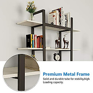 Tribesigns 5-Tier Bookshelf, Vintage Industrial Style Bookcase 72 H x 12 W x 47L Inches, White