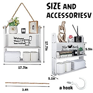 Bathroom Shelves Over Toilet, 3 Tier Toilet Top Organizer Wall Wooden Hanging Shelf for Bathroom Organizer Toilet Paper Holder Storage, Bottles Organizer, Restroom Organiser Rack (Seat&Bath)