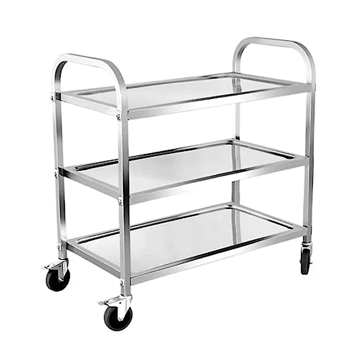 ANIIC Rolling Cart Trolley Carts with Wheels Office 3 Tier Kitchen Storage Cart with Wheels Stainless Steel Trolley Commercial Food Pantry Rolling Cart Kitchen Utility Cart Dorm Room Essentials