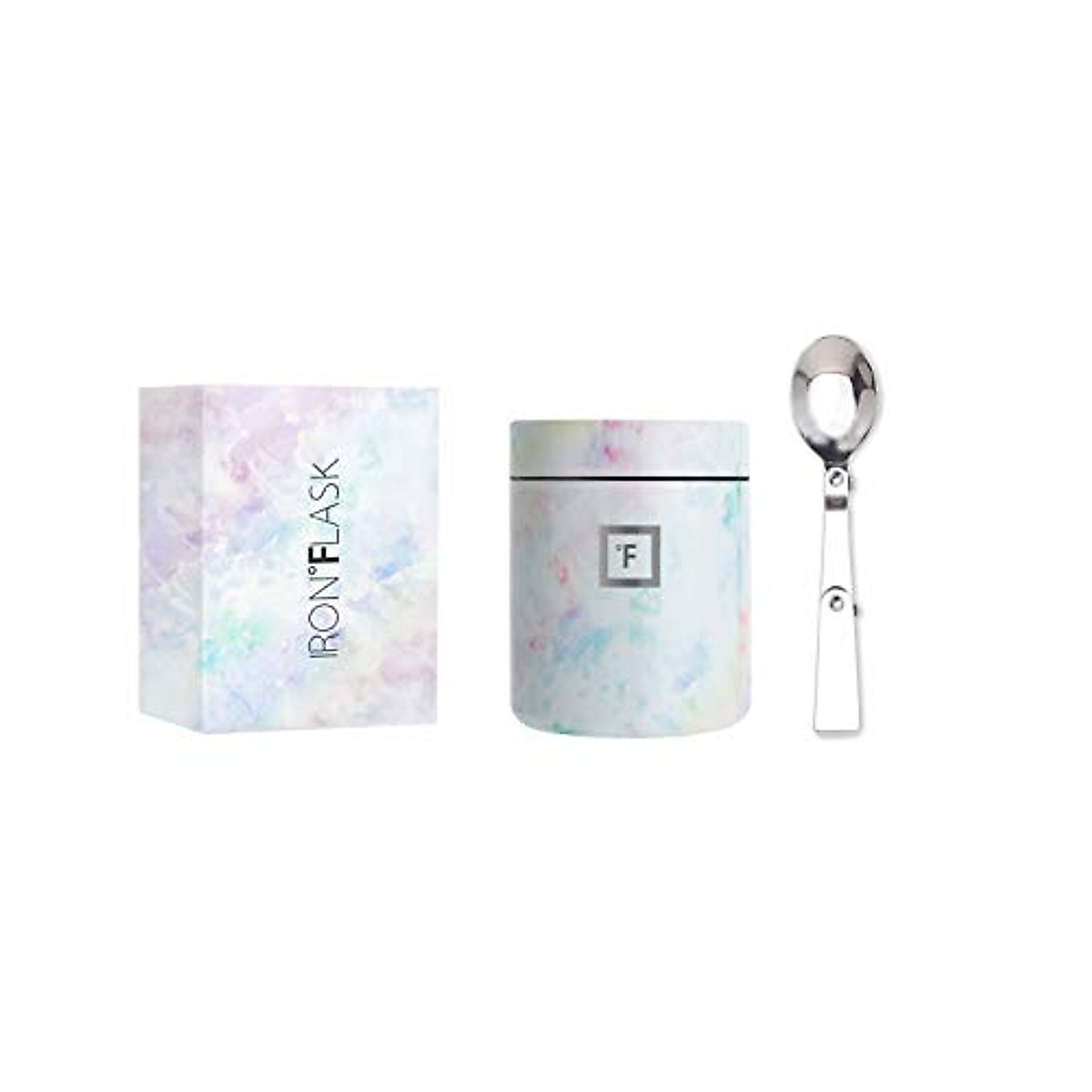 IRON °FLASK Thermos for Hot Food & Soup - 13.5oz Insulated Food Jar with Foldable Spoon for Kids & Adults - Leak Proof, Stainless Steel, Storage, Lunch Container, Canteen, Double Walled