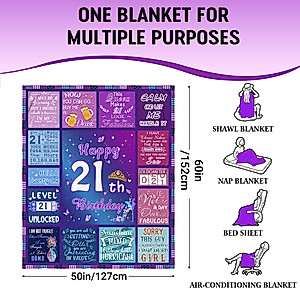 21st Birthday Gifts for Her, Women 21st birthday gifts Blanket 60"x50", 21st Bday Gift Ideas, Happy 21 Year Old Birthday Gifts, Gifts for 21 Year Old Female Bestie Sister, 21st Birthday Decorations