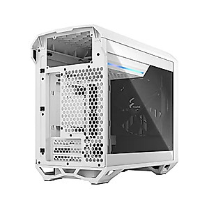 Fractal Design Torrent Nano White - Clear Tint Tempered Glass Side Panel - Open Grille for Maximum air Intake - 180mm PWM Fan Included - Type C - mITX Airflow Mini Tower PC Gaming Case