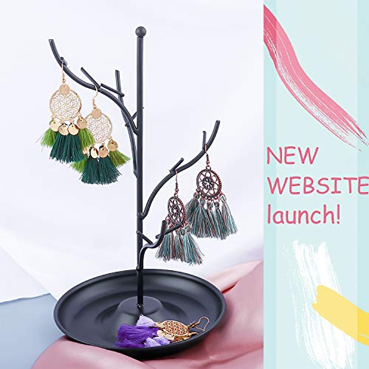 AROIC 32 Pairs Tassel Earrings with Colorful Tassel Long Layered Dangle Hoop Tiered Thread Earrings Set for Women Jewelry Fashion and Valentine Birthday Party Gift