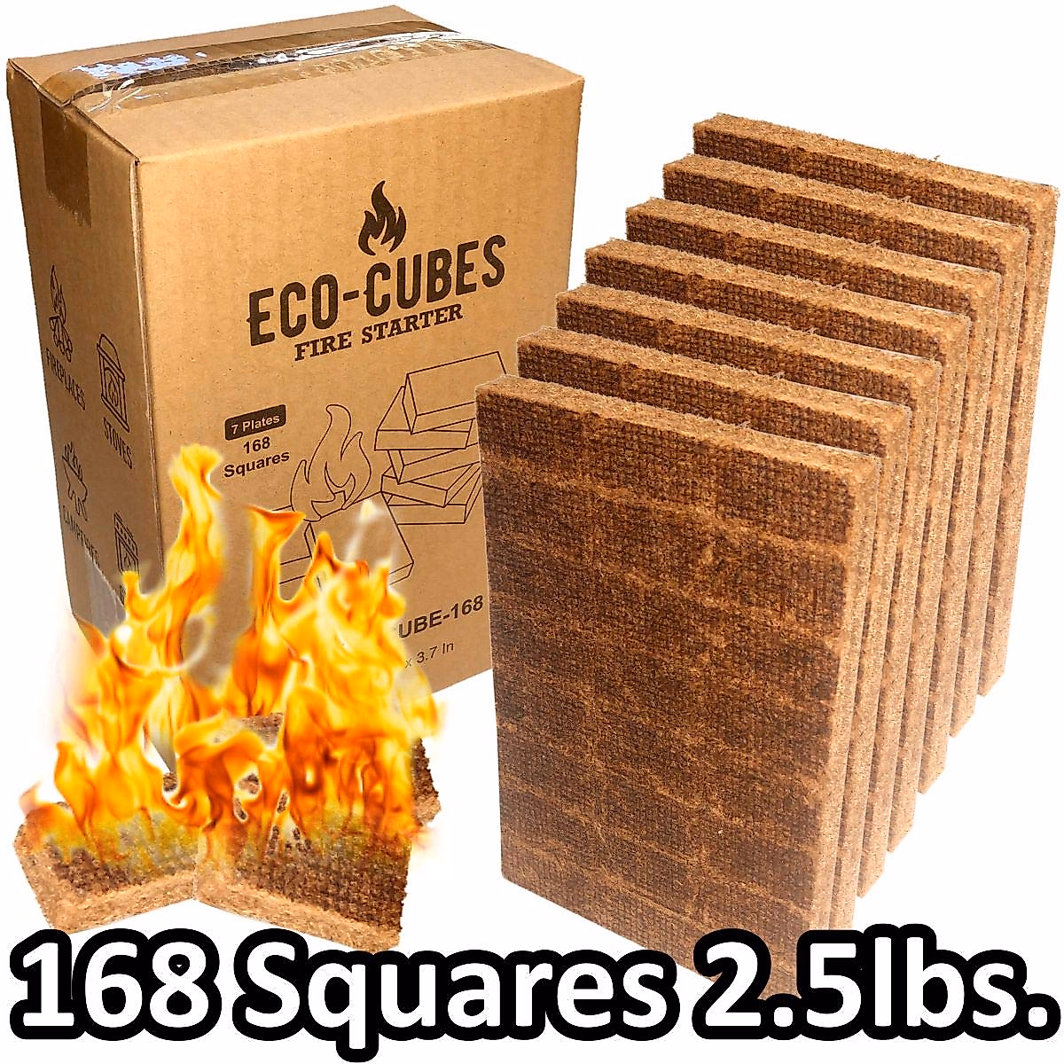 EasyGo Product Eco Cubes - Fire Starter Squares - Great Lighter for Chimney, Charcoal Grill, Fireplace, Campfire, Pellet