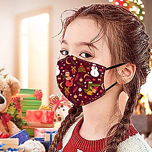 Walsent 5PCS Children Kids Cute Print Outdoor Protective Washable and Reusable Face Bandanas Stay Safe Face Mouth Bandanas, Christmas Decorations