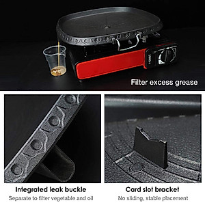 AIROKA Korean BBQ Non-Stick Square Grill Pan with Natural Material 6 Layer Coating Easy Grease Draining 11.8 Inch Gas Range Grilling Pan for Both Home & Outdoor