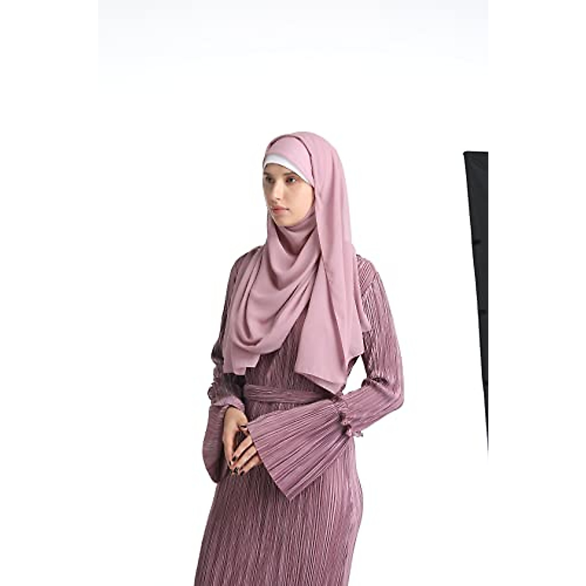 Anika Fashion Warehouse All Season Women Soft and Non-Slip Chiffon Long Scarf - Fashion Muslim Hijab Scarf Head Wrap Scarves 80 X 30 Inches Long Solid Color - Nude Pink