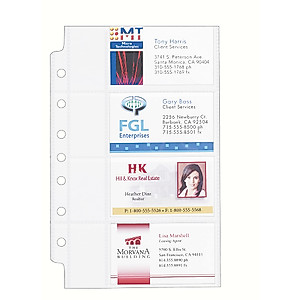 Avery Clear Business Card Organizer Pages for 5.5" x 8.5" Mini Binders, Pack of 5 Holds 40 Cards Total (76025)