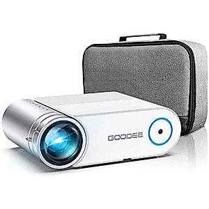 Projector, GooDee 2021 G500 Video Projector 6000L, 1080P and 200" Supported Portable Movie Projector with 50,000 Hrs Lamp Life, Home Theater Projector Compatible with TV Stick, HDMI, Phone (YG420)