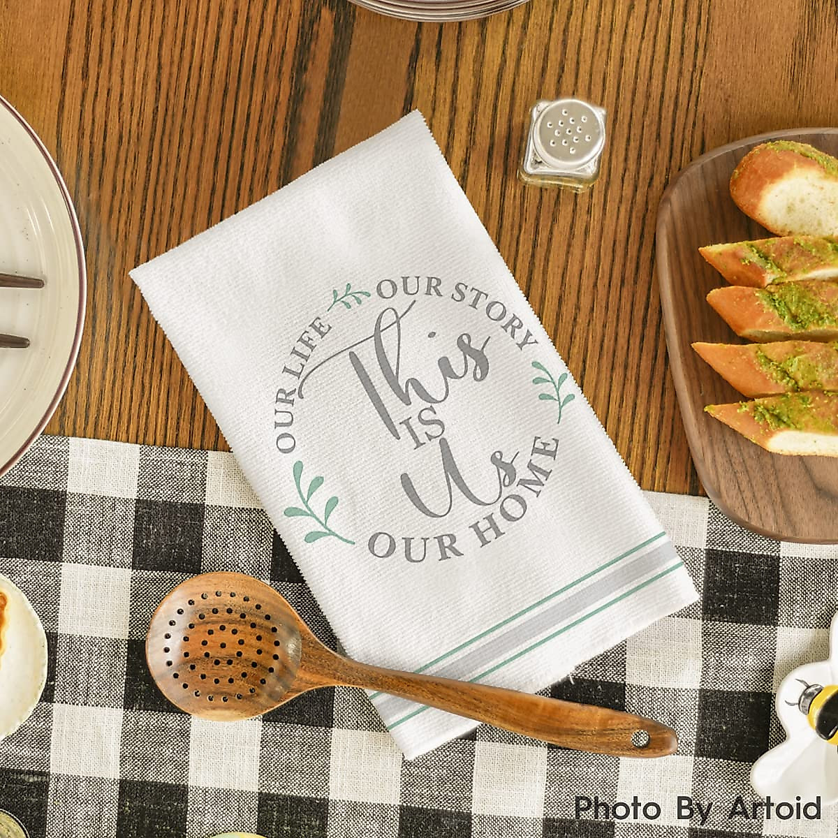 Artoid Mode Vase Eucalyptus Leaves Bless Our Nest Kitchen Towels Dish Towels, 18x26 Inch Seasonal Spring Summer Decoration Hand Towels Set of 4