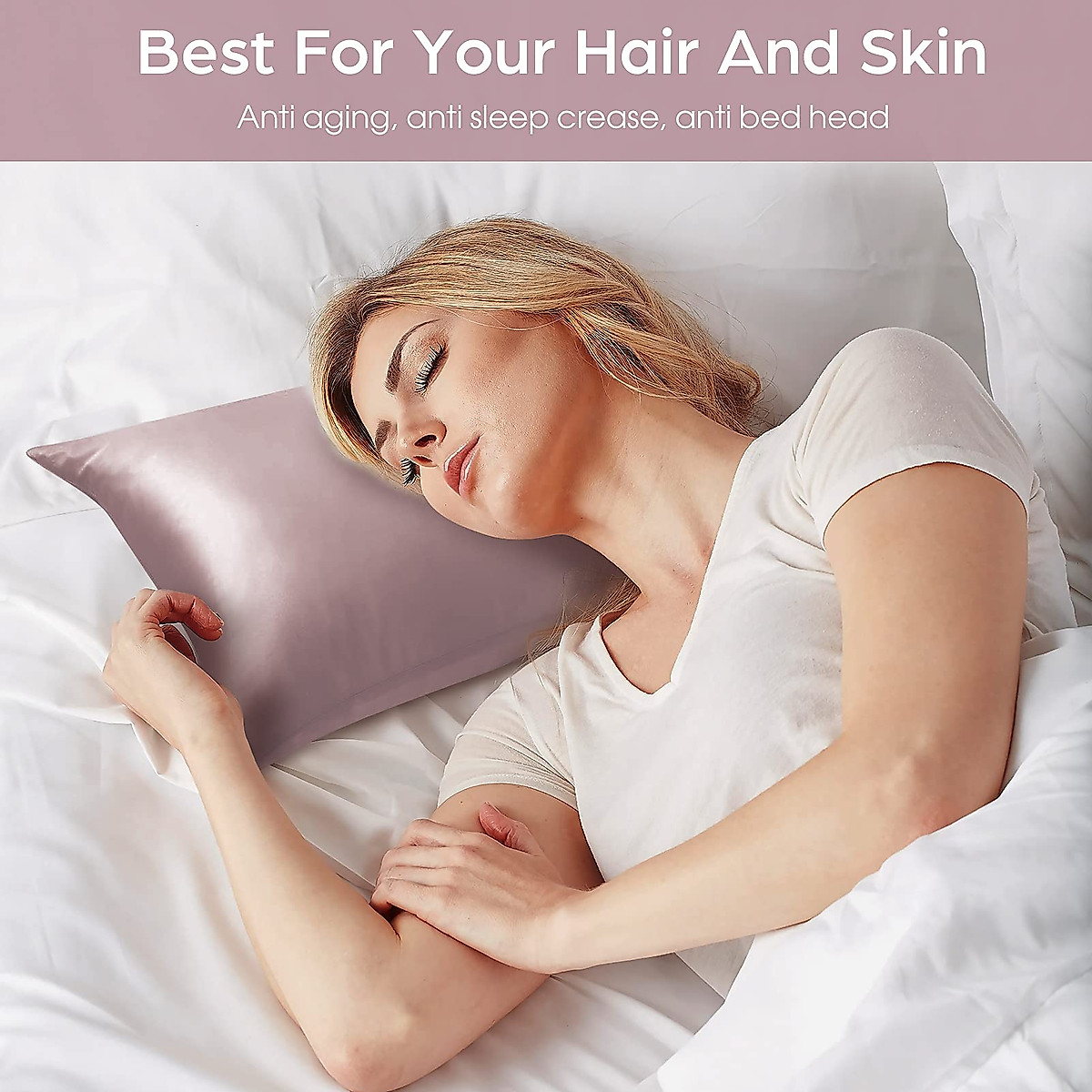 Veaken Silk Pillowcase for Hair and Skin, 2 Pack 100% Mulberry Silk Pillowcase 25 Momme, 600 Thread Count, Both Side Pure Silk Pillow Cover with Hidden Zipper (ApricotGray, Standard 20''×26'')