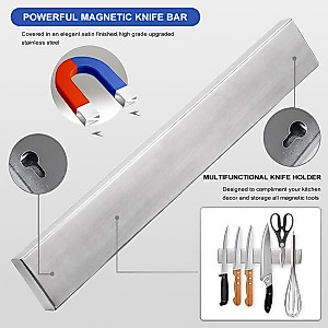 Magnetic Knife Holder for Wall, Magnetic Knife Holder, Strip Magnetic Knife Holder for Wall, Magnetic Knife Holder for Fridge, for Home Kitchen Utensil Holders, Easy to Install (16Inch)