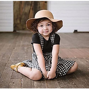 Vintage Fedora Floppy-Hat Kids Girl's Wide Brim Felt Bowler-Hat for 3-8 Years Old (Camel, 5-9 Years)
