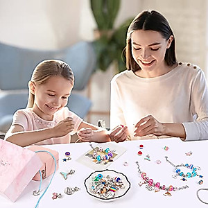 BOYIYUEQI Charm Bracelet Making Kit for Girls, DIY Beaded Jewelery Making, Unicorn/Mermaid/Swan/Dreamy/European Craft Gifts for Teen Girls Age 8-12