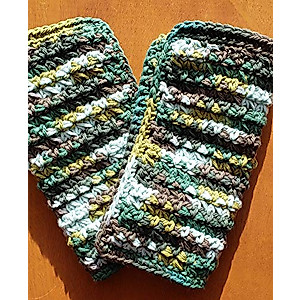 Handmade crochet washcloths, dishcloths, 100% cotton set of 2 * thick and dense* (Rickrack)