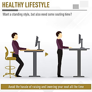 Vinsetto Ergonomic Tall Drafting Desk Chair with Adjustable Foot Ring, Armrest, and 360° Swivel Wheels, Grey