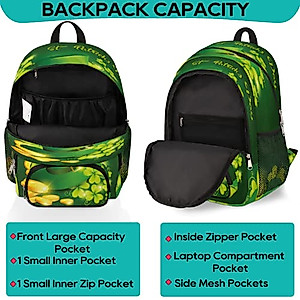 St. Patrick's Day Bookbag School Backpack Teens Girls Boys Schoolbag Shoulder Computer Hiking Gym Travel Casual Travel Daypack