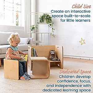 ECR4Kids Premium Bentwood Multipurpose Table and Chair Set, Kids Furniture, Natural, 3-Piece