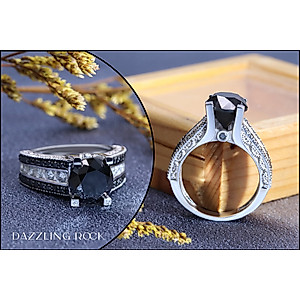 Dazzlingrock Collection 5.00 Carat (ctw) 14K Round Black & White Diamond Bridal Engagement Ring 5 CT, White Gold, Size 6