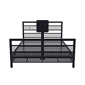 X Rocker I Basecamp Bed with TV Mount I Rotating TV Mount Mechanism I Metal Mesh Frame I Black