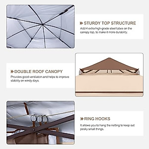 ABCCANOPY Pop Up Gazebo 11x11 - Outdoor Canopy Tent with Mosquito Netting for Patio Garden Backyard (Beige)