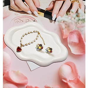 Ceramic Jewelry Dish for Women, Jewelry Tray Trinket Dish, Cloud Tray Jewelry Plate, Watch Keys Tray Ring Dish Holder for Mother's Day/Christmas/Thanksgiving/Birthday Gift, Spotted White