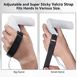 Controller Grips Compatible with Quest 2 - YOGES Soft Anti-Slip Silicone Cover Protector with Adjustable Leather Hand Knuckle Strap, VR Game Accessories for Quest 2 Touch Controllers