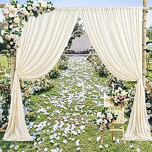 CO-AVE Champagne Backdrop Curtain for Parties 10x7ft Wrinkle Free Wedding Baby Shower Curtain Backdrop for Birthday Party Background Decorations White Chiffon Fabric Drapes 5x7ft, 2 Panels