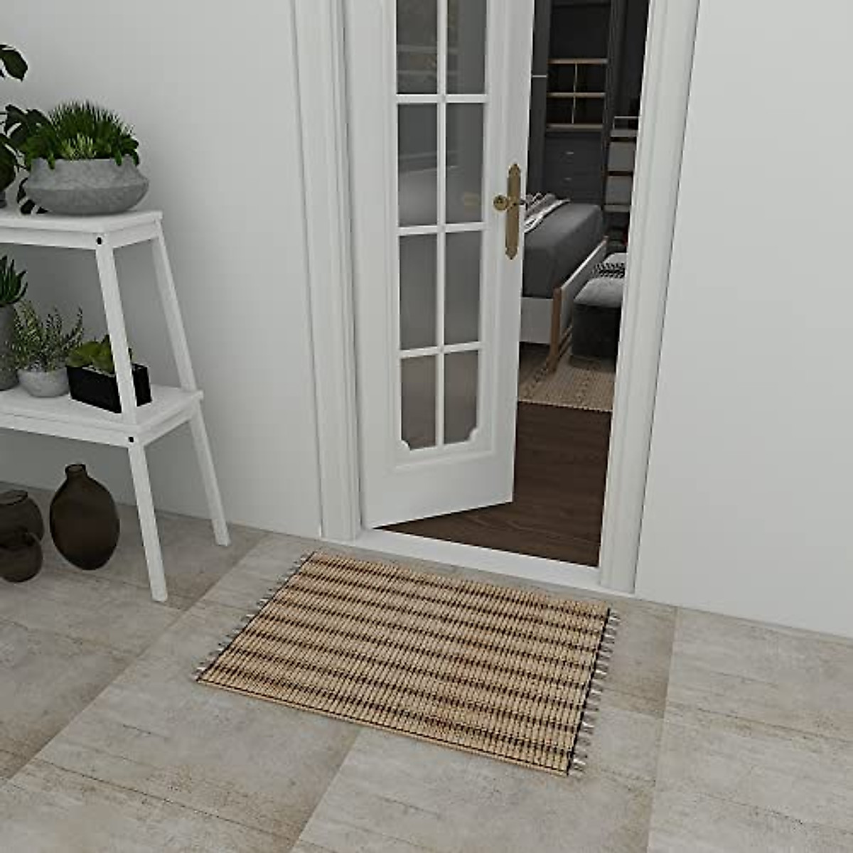 Eco Crave 2x3 Ft Small Jute Natural Area Rug, 100% Hand Woven Rug for Indoor Front Entrance Kitchen & Bathrooms, Low-Pile Floor Carpet, Premium Quality Home Decor.