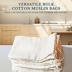 Celestial Gifts Muslin Bags with Drawstring 500 pcs - 3 x 5 100% Cotton - Made in USA - Canvas Bags Bulk, Small Drawstring Bags, Reusable Tea Bags, Jewelry Bags (Natural Hem and Drawstring)